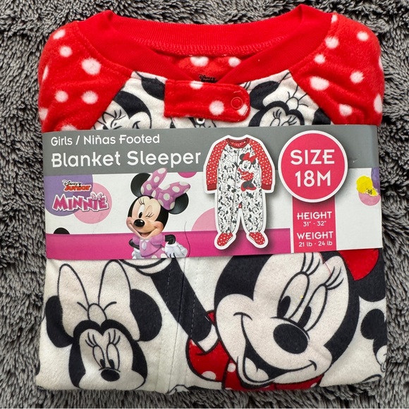 Disney | One Pieces | Disney Minnie Mouse Blanket Sleeper Red Black And ...